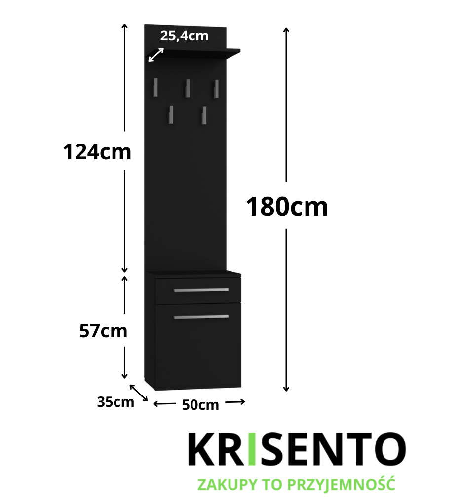 Mała garderoba czarna matowa GAR-103-CZERN | Krisento